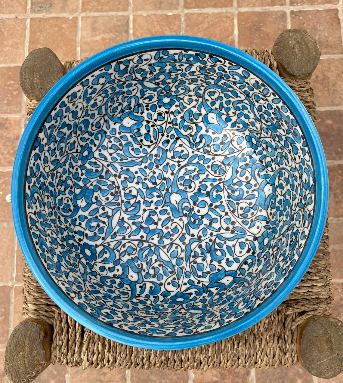 Handmade and Hand-painted Moroccan Ceramic Salad Bowl. | Etsy