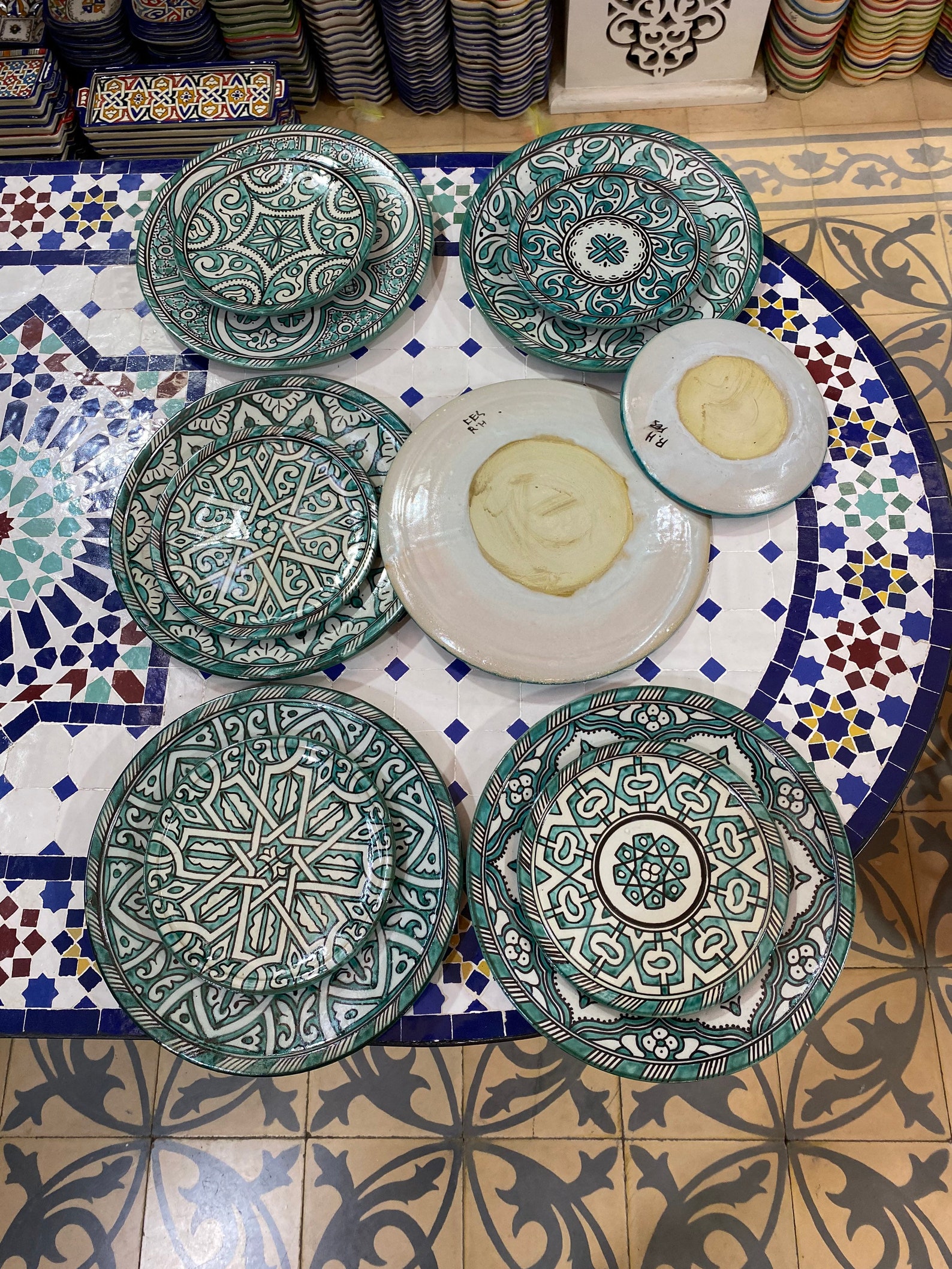 Moroccan Fes Ceramic Table Service, Handmade and Hand Painted. Moroccan ...