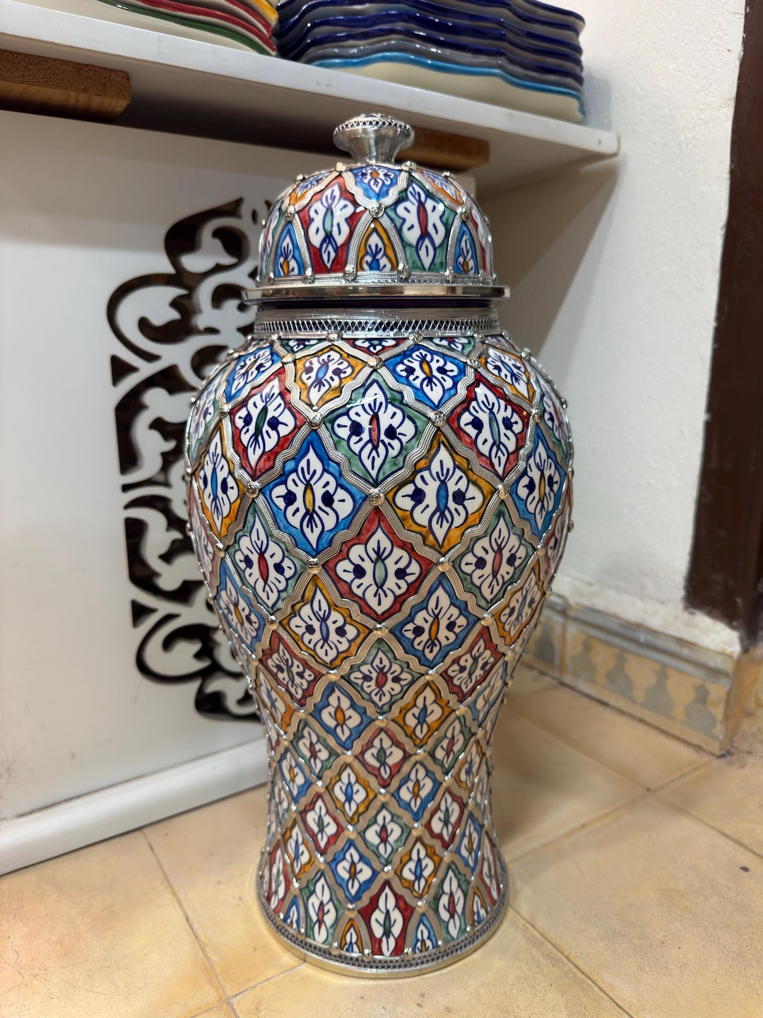 Handmade Moroccan Ceramic Vase – Colorful Fez Pottery, Hand Painted ...