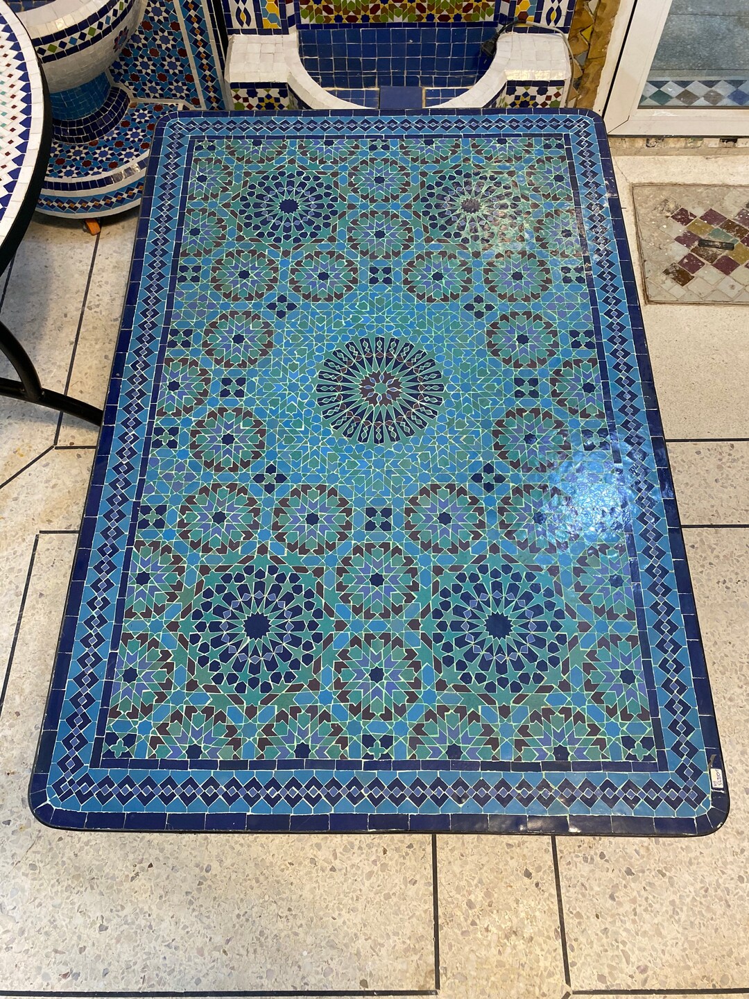 Moroccan Mosaic Table, Zellige Table, Mosaic Garden Table, Dining Table ...