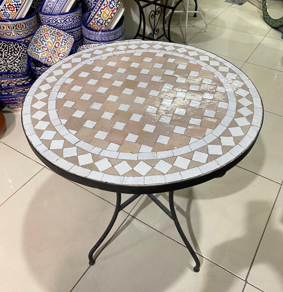 Handmade Moroccan Mosaic Table/round Mosaic Table/mosaic Dining Table ...