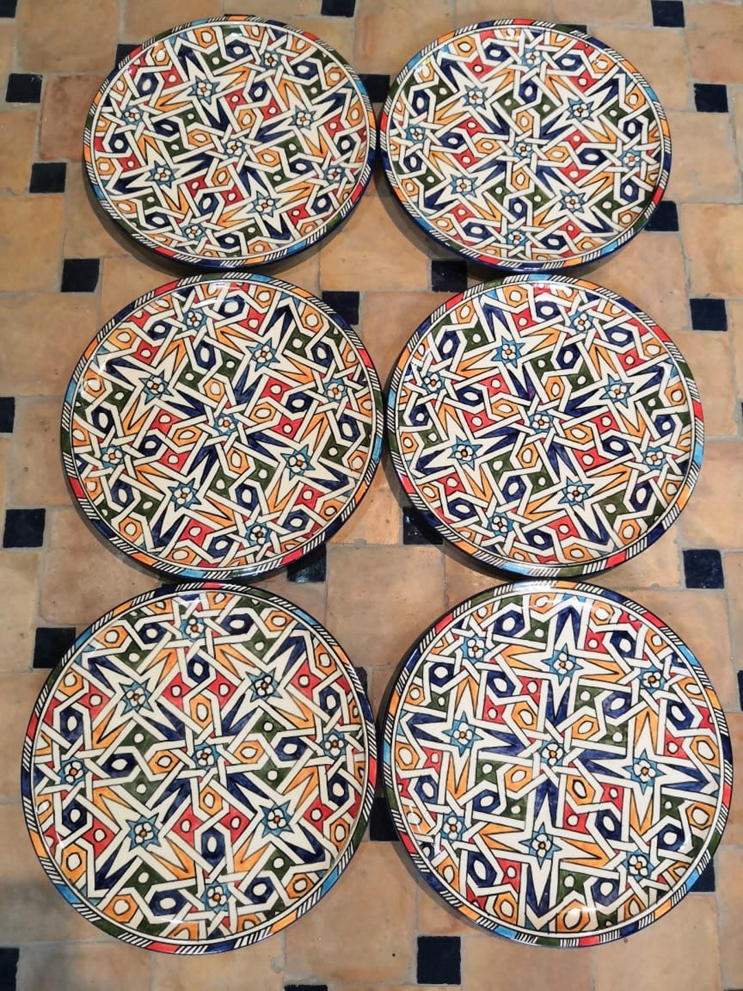 Set of 6 Handmade Moroccan Ceramic Plates. Set of 6 Moroccan Ceramic ...