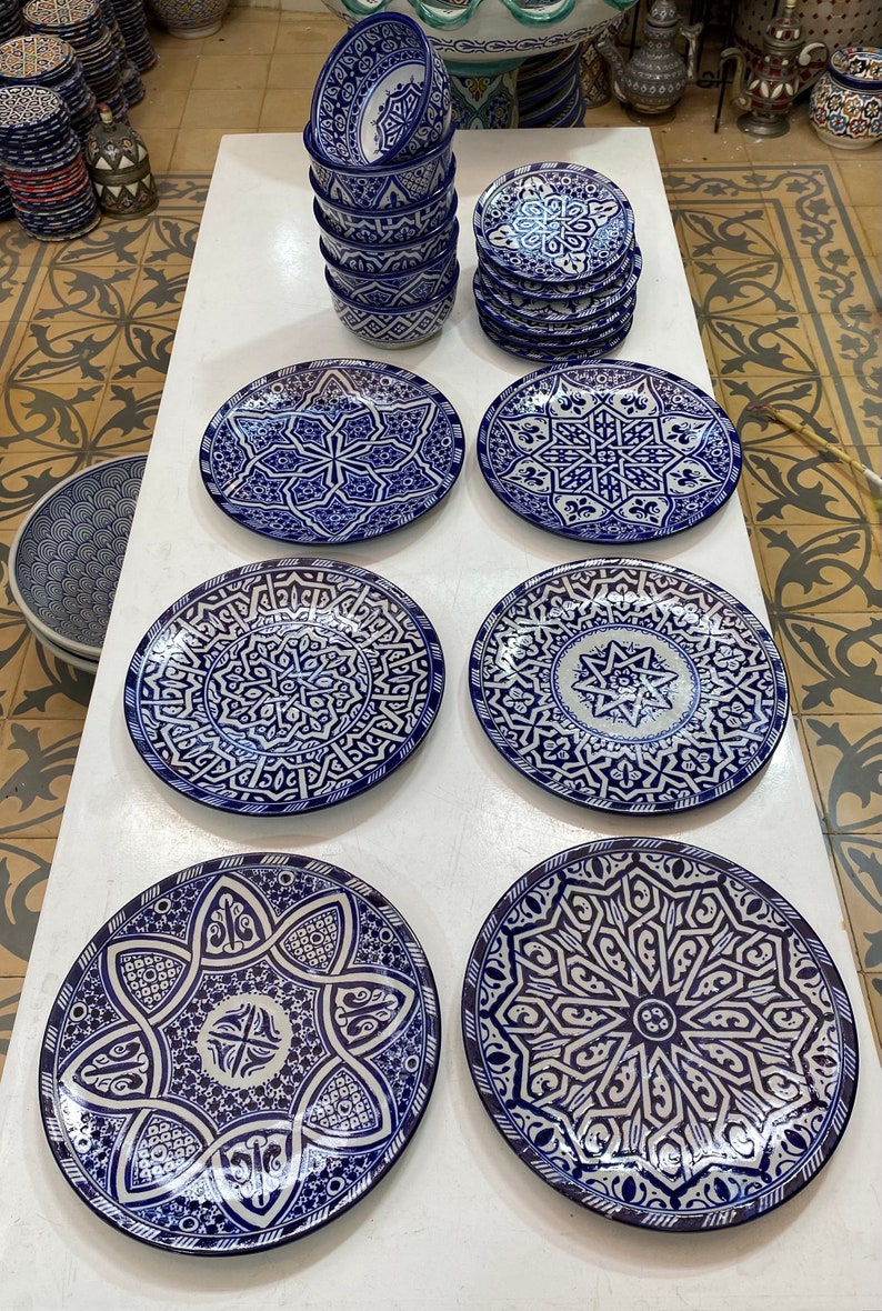 Moroccan Fes Ceramic Table Service, Handmade and Hand Painted. Moroccan ...