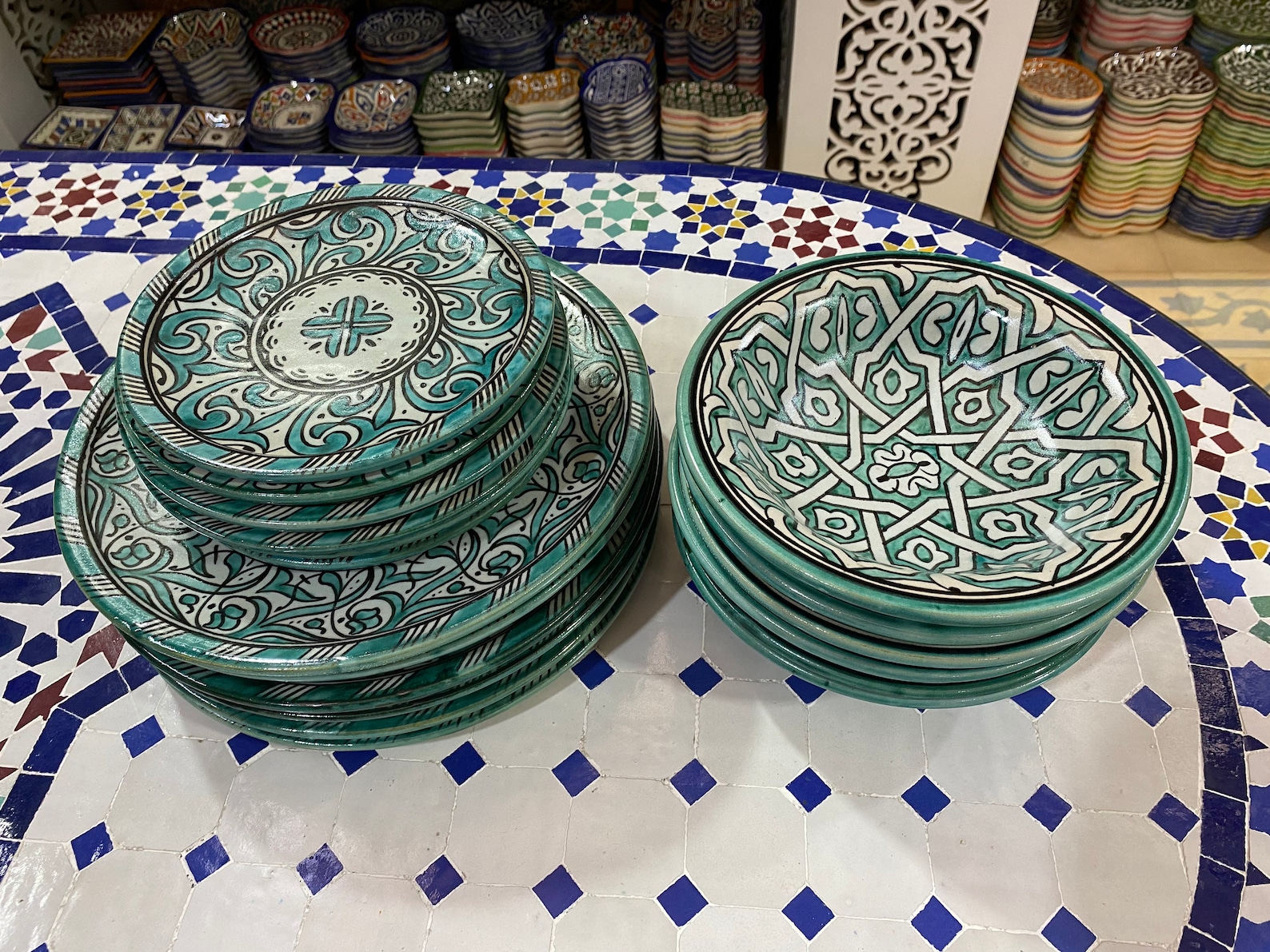 Moroccan Fes Ceramic Table Service, Handmade and Hand Painted. Moroccan ...