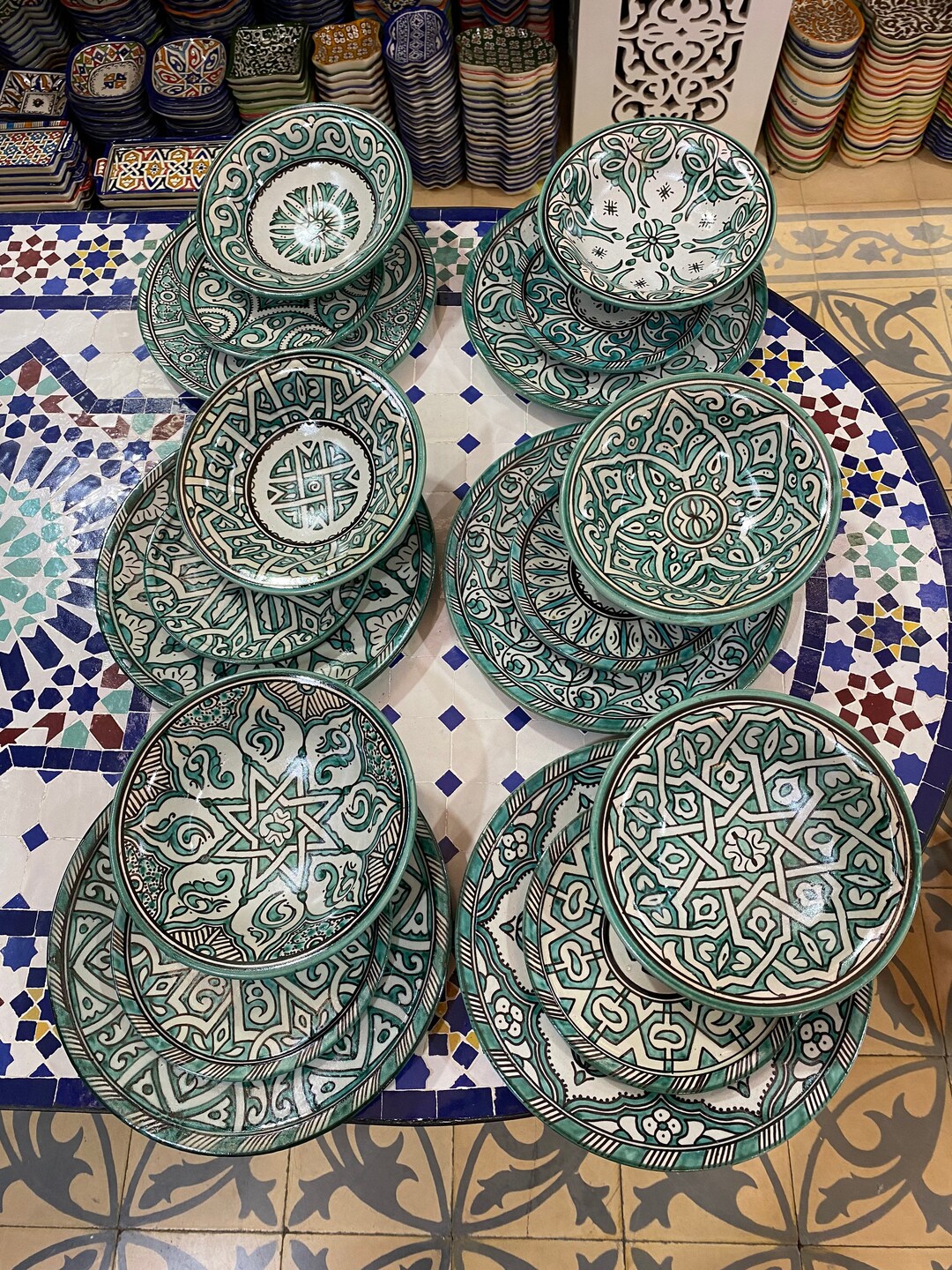 Moroccan Fes Ceramic Table Service, Handmade and Hand Painted. Moroccan ...