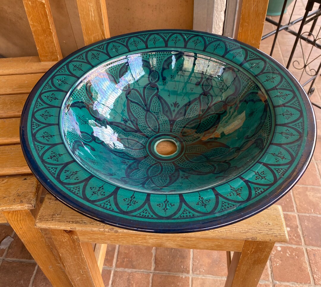 Turquoise Sink/evier/lavabo in Moroccan Ceramic Handmade and Hand ...