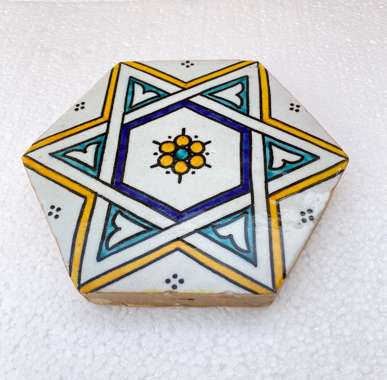 Hexagon Zellige /tiles, Handmade and Hand Painted Tiles / Moroccan ...