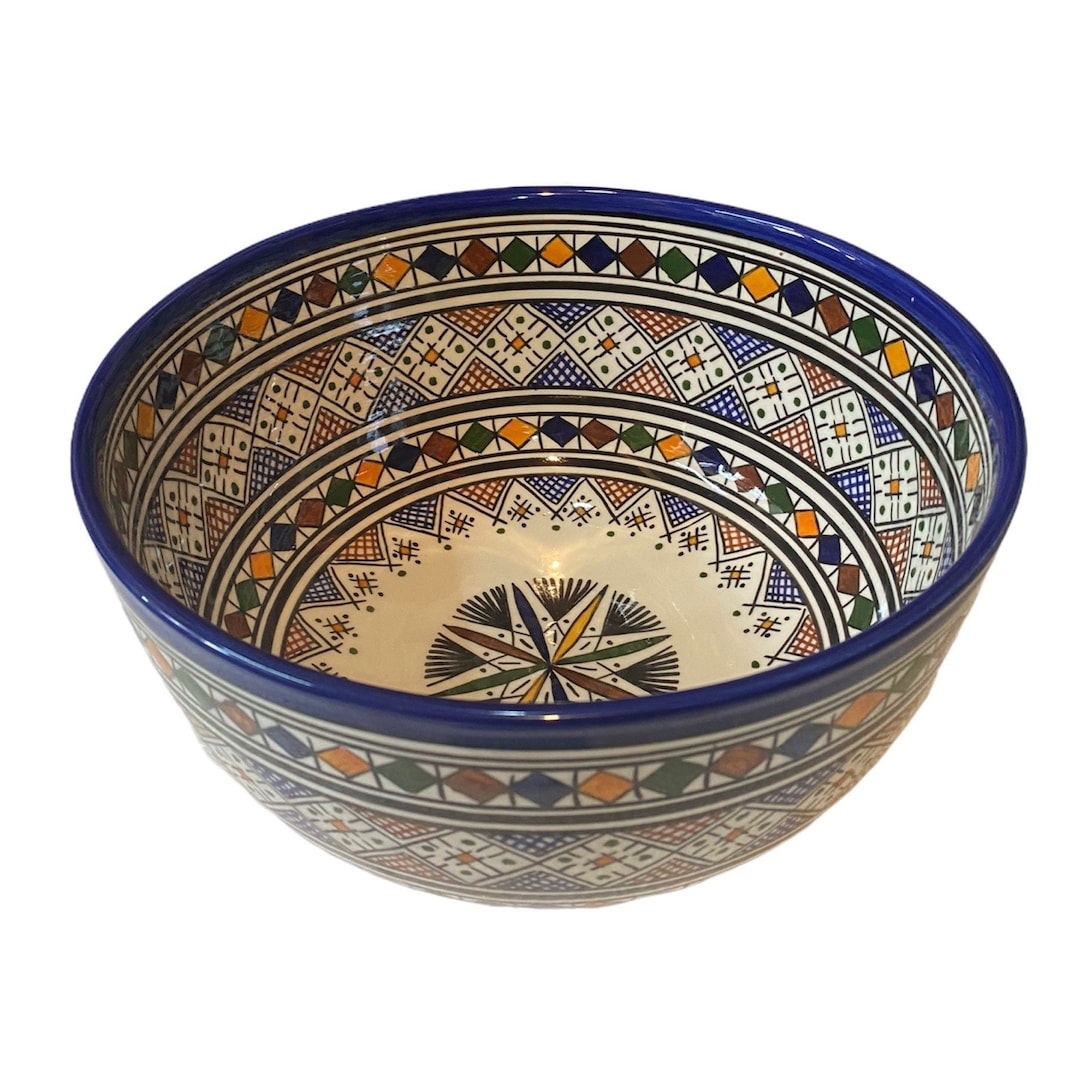 Handmade and Hand-painted Moroccan Ceramic Salad Bowl From Fes ...