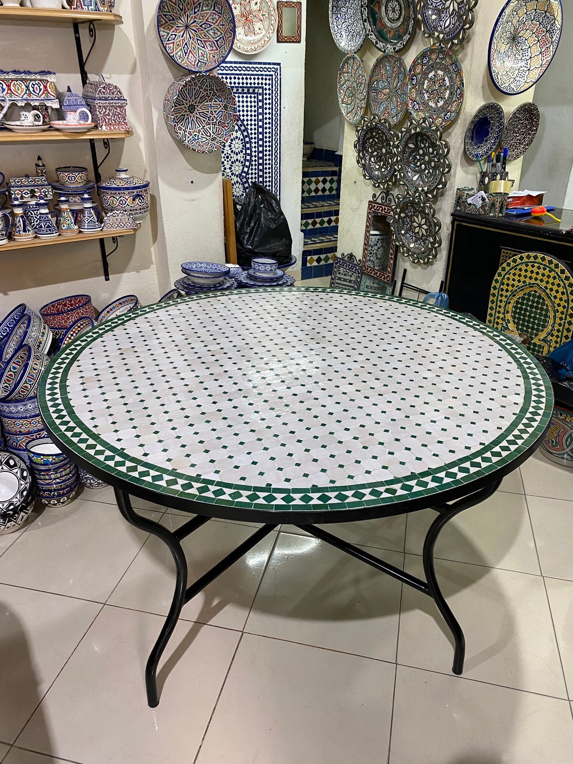 Handmade Moroccan Mosaic Table / Round Mosaic Table / Mosaic Dining ...