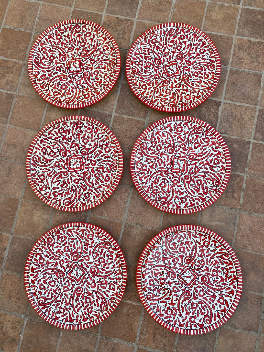 Set of 6 Moroccan Ceramic Plates From Fes. Set of 6 Moroccan Ceramic ...
