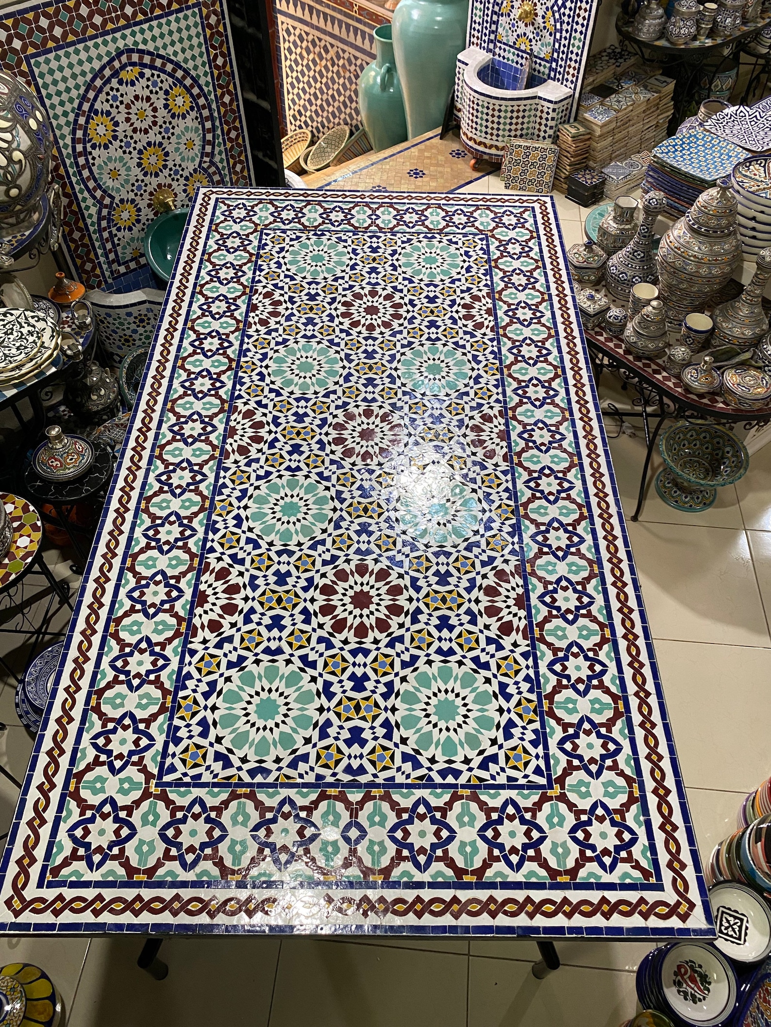 Mosaic Table / Moroccan Mosaic Table / Handmade Table / Rectangular ...