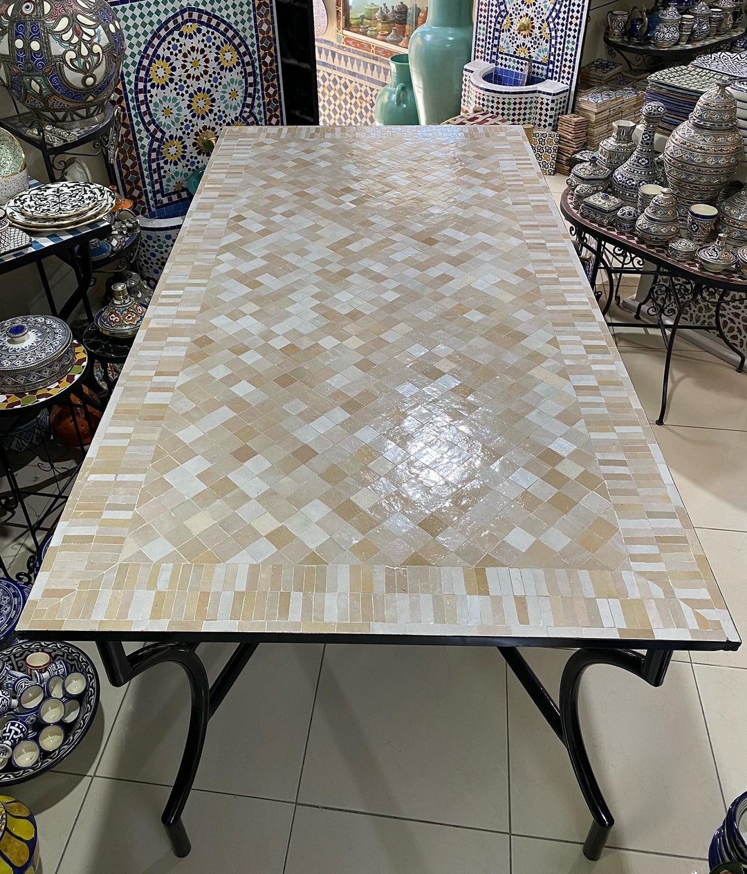 Moroccan Mosaic Table Handmade , Handcrafted Rectangular Moroccan ...
