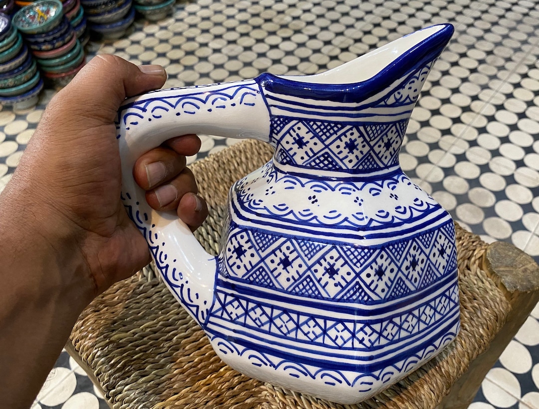 Handmade Moroccan Ceramic Carafe. Handmade Pitcher. Moroccan Ceramics ...
