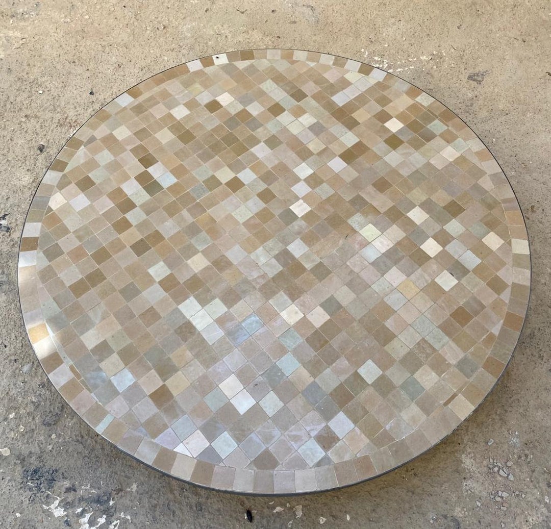Moroccan Handmade Round Mosaic Table - Exquisite Tile Artistry - Boho ...