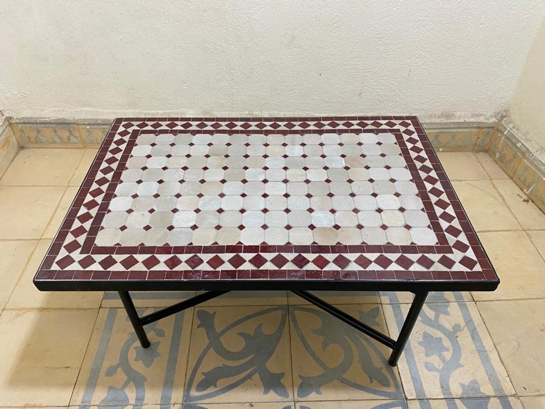 Moroccan Handmade Rectangular Mosaic Table - Authentic Craftsmanship ...