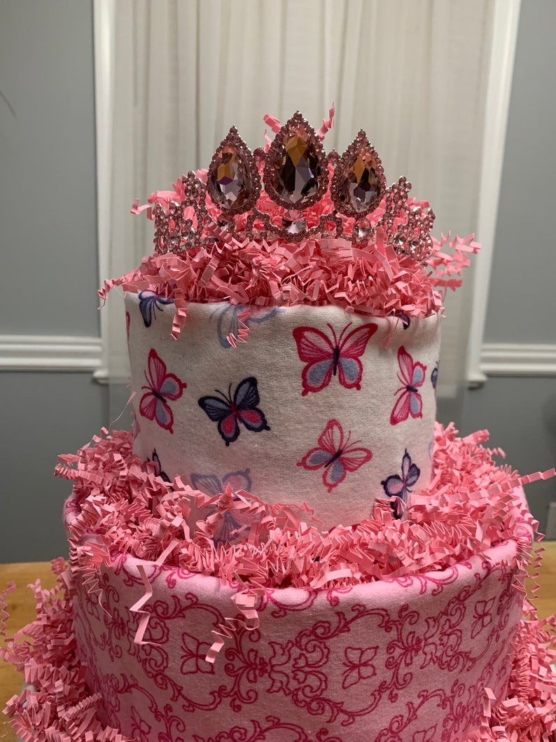 Three Tier Tiara Diaper Cake - Etsy