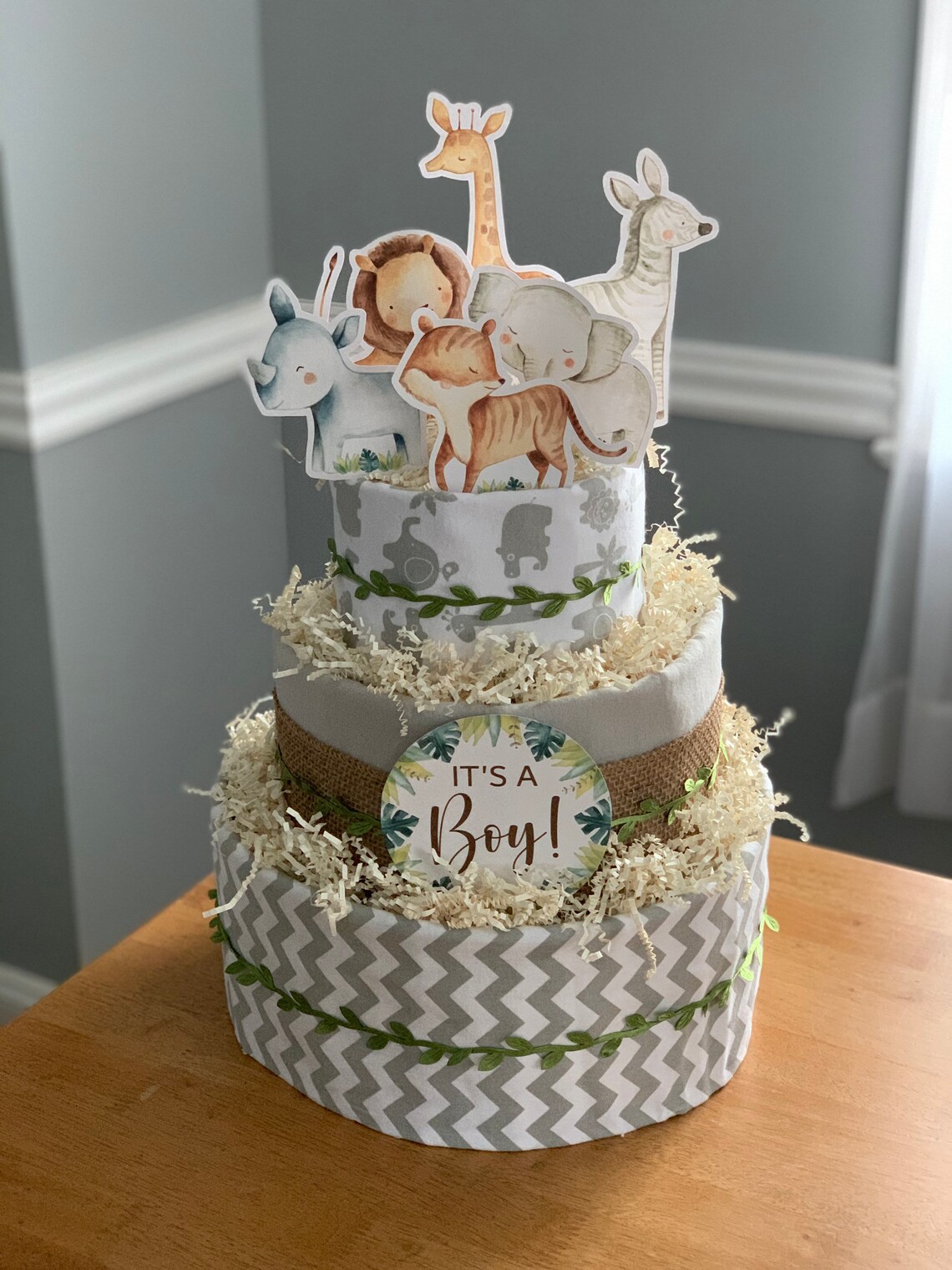 Three Tier Jungle Diaper Cake - Etsy