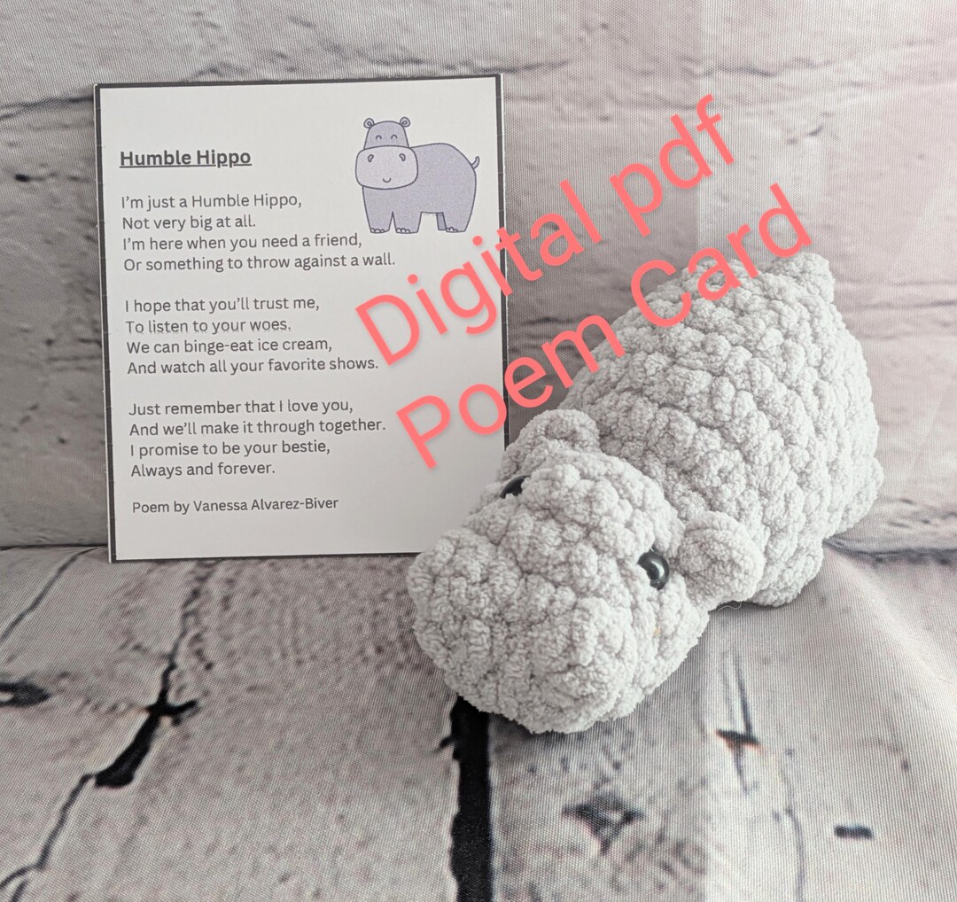 PRINTABLE Humble Hippo Poem Card PDF for Handmade Crochet - Etsy