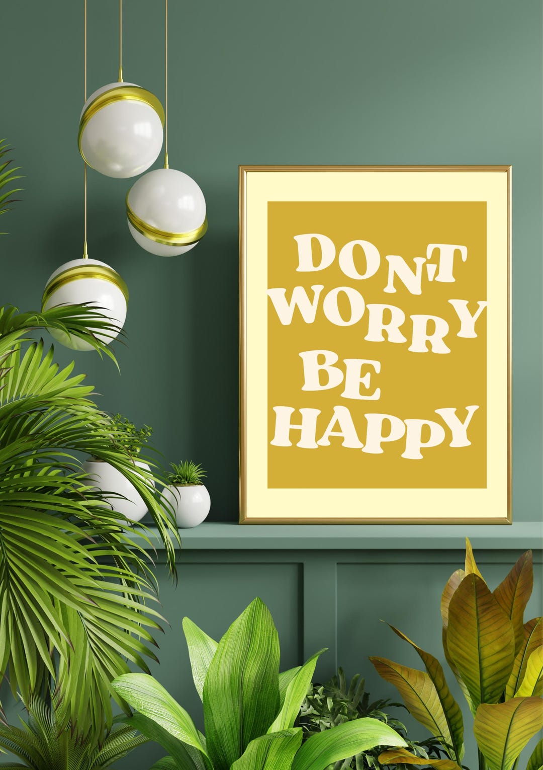 Dont Worry Be Happy Printable Wall Art, Positive Quote Print ...