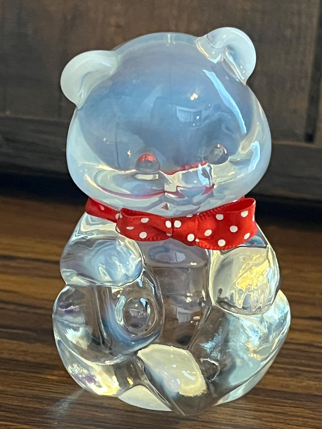 Clear Opalescent Sitting Teddy Bear Fenton Art Glass Figurine. - Etsy