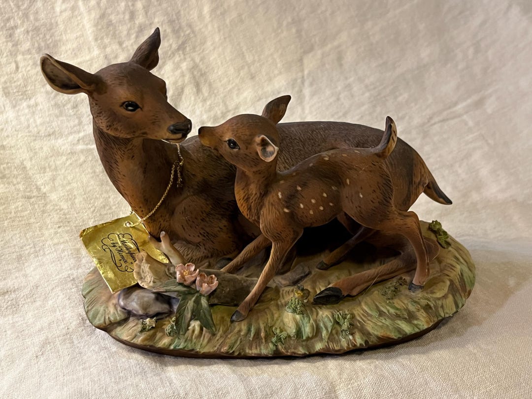 Homco Masterpiece Animal Figurines Mother Deer and Fawn. - Etsy