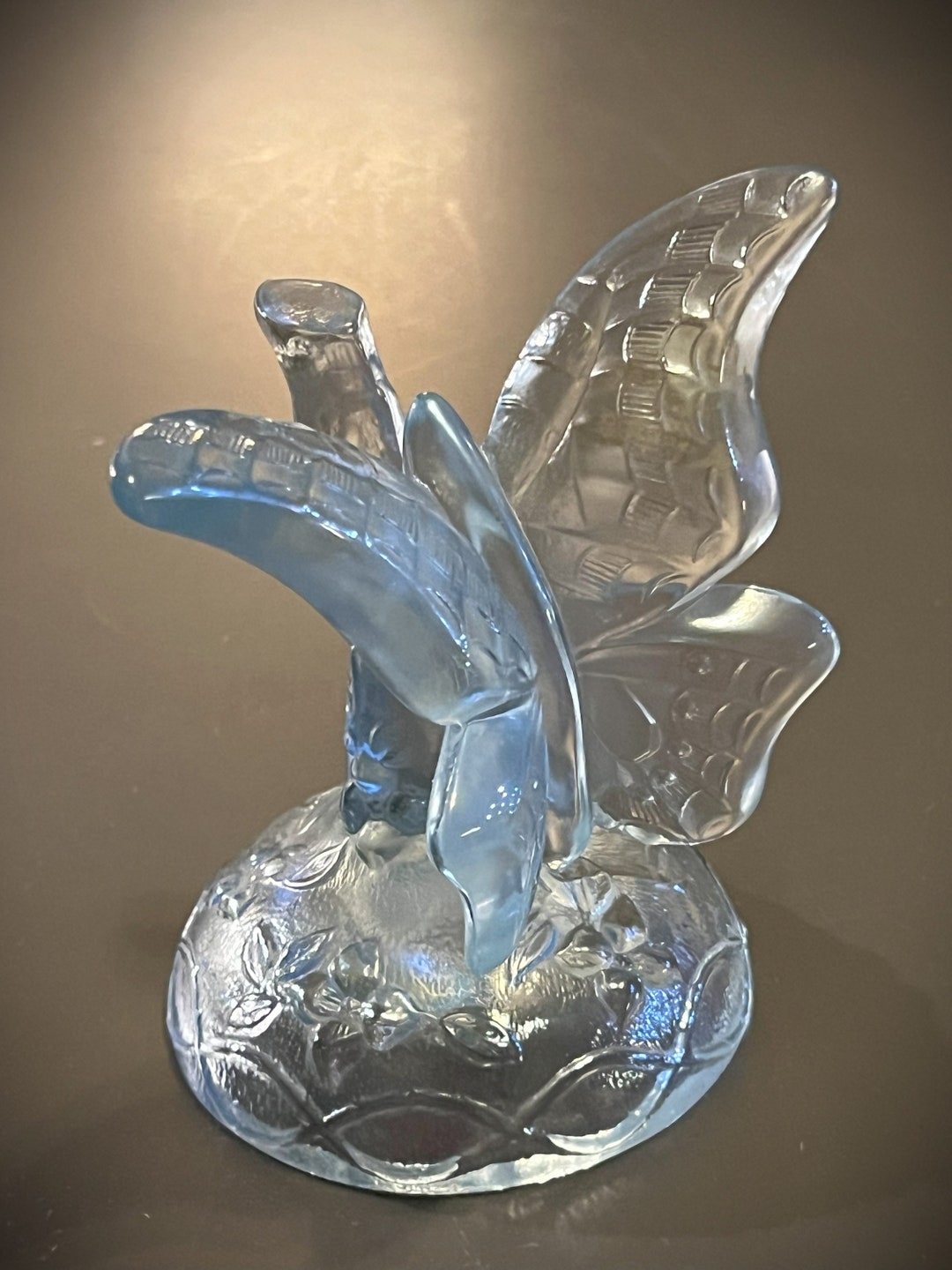 Vintage Light Blue Fenton Glass Butterfly on a Branch. - Etsy
