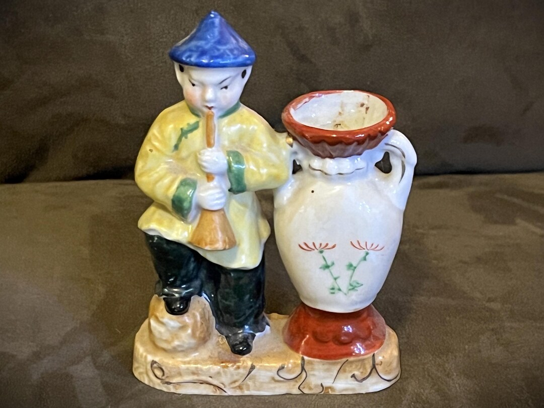 Vintage Japanese Piper Ceramic Figurine and Vase. Made Japan. - Etsy