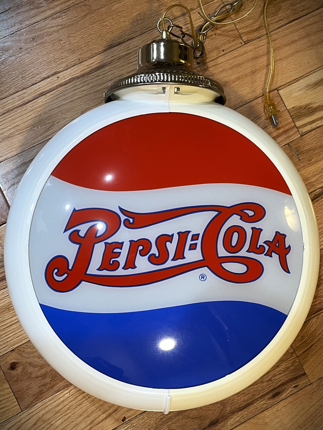 Vintage Pepsi Cola Hanging Chain Swag Lamp Glass Discs Plastic Frame ...