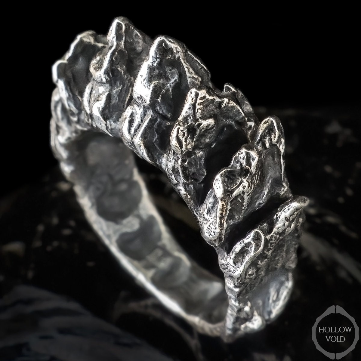 Silver Orc Rock Ring, Textured as If Carved From a Mountain Size UK-Q ...