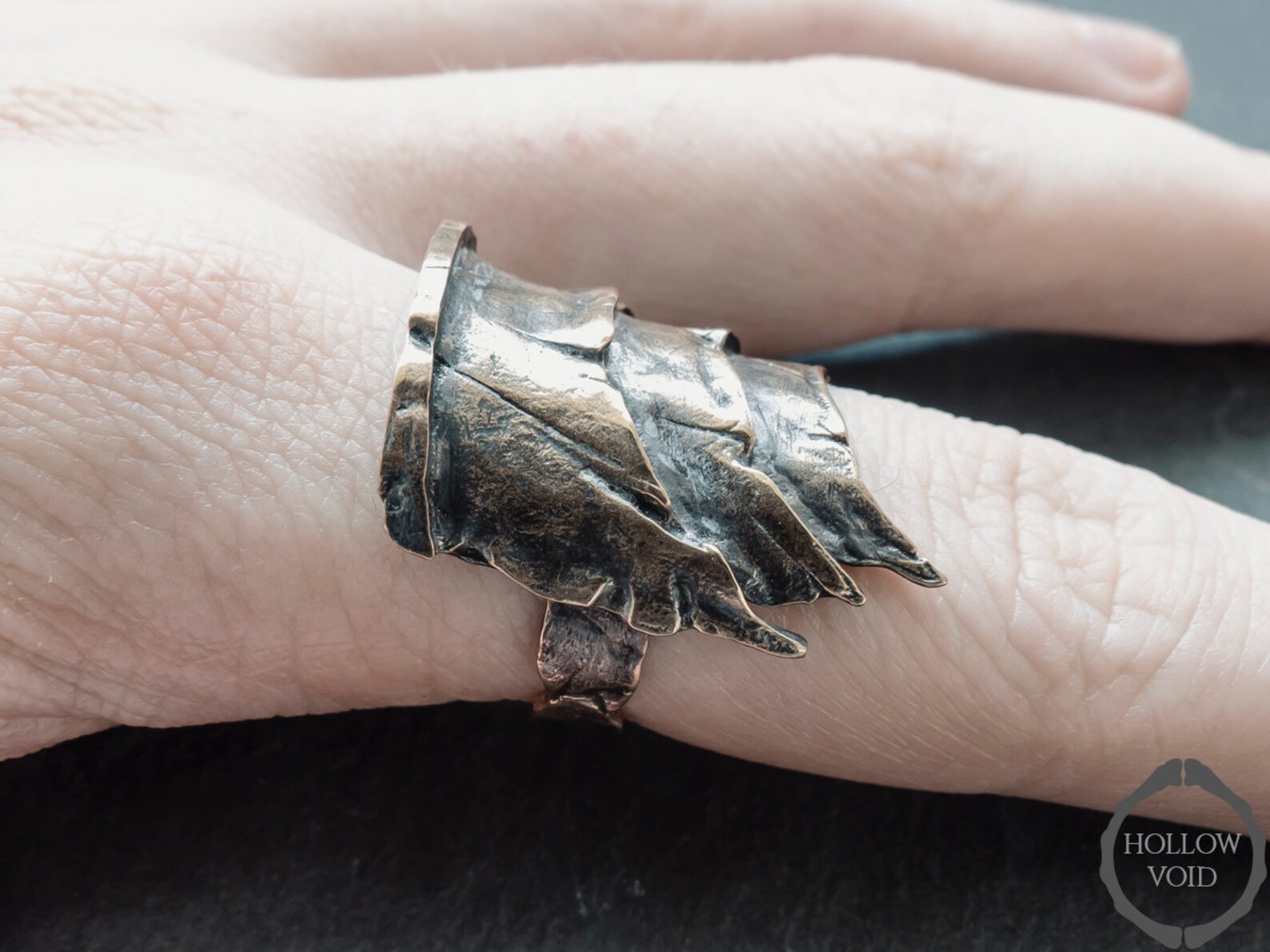 Dark bronze orc armor ring size UK-Q / US-8.25 | Etsy