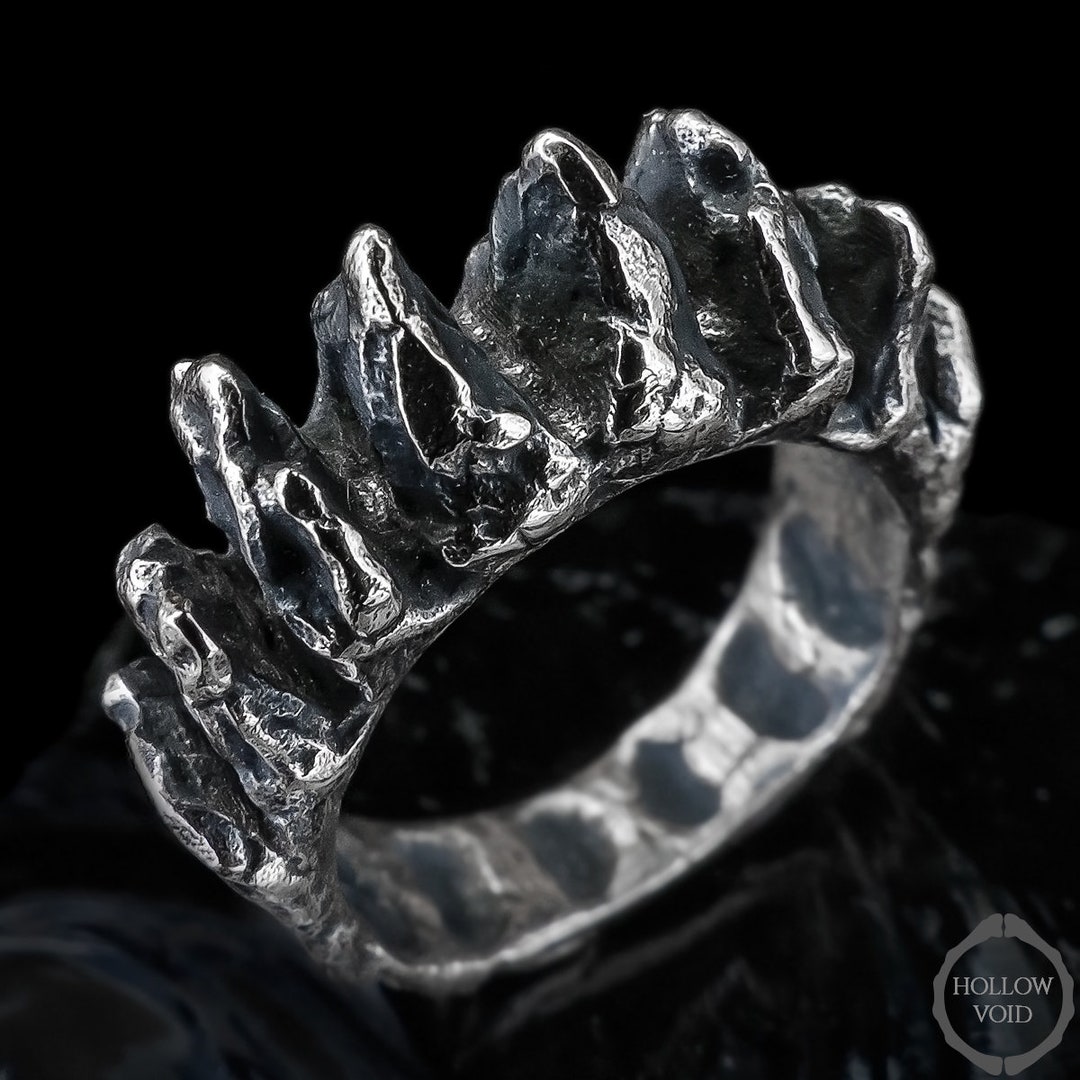 Silver Orc Rock Ring, Textured as If Carved From a Mountain Size UK-Q ...