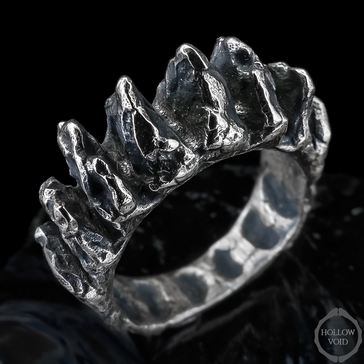Silver Orc Rock Ring, Textured as If Carved From a Mountain Size UK-Q ...