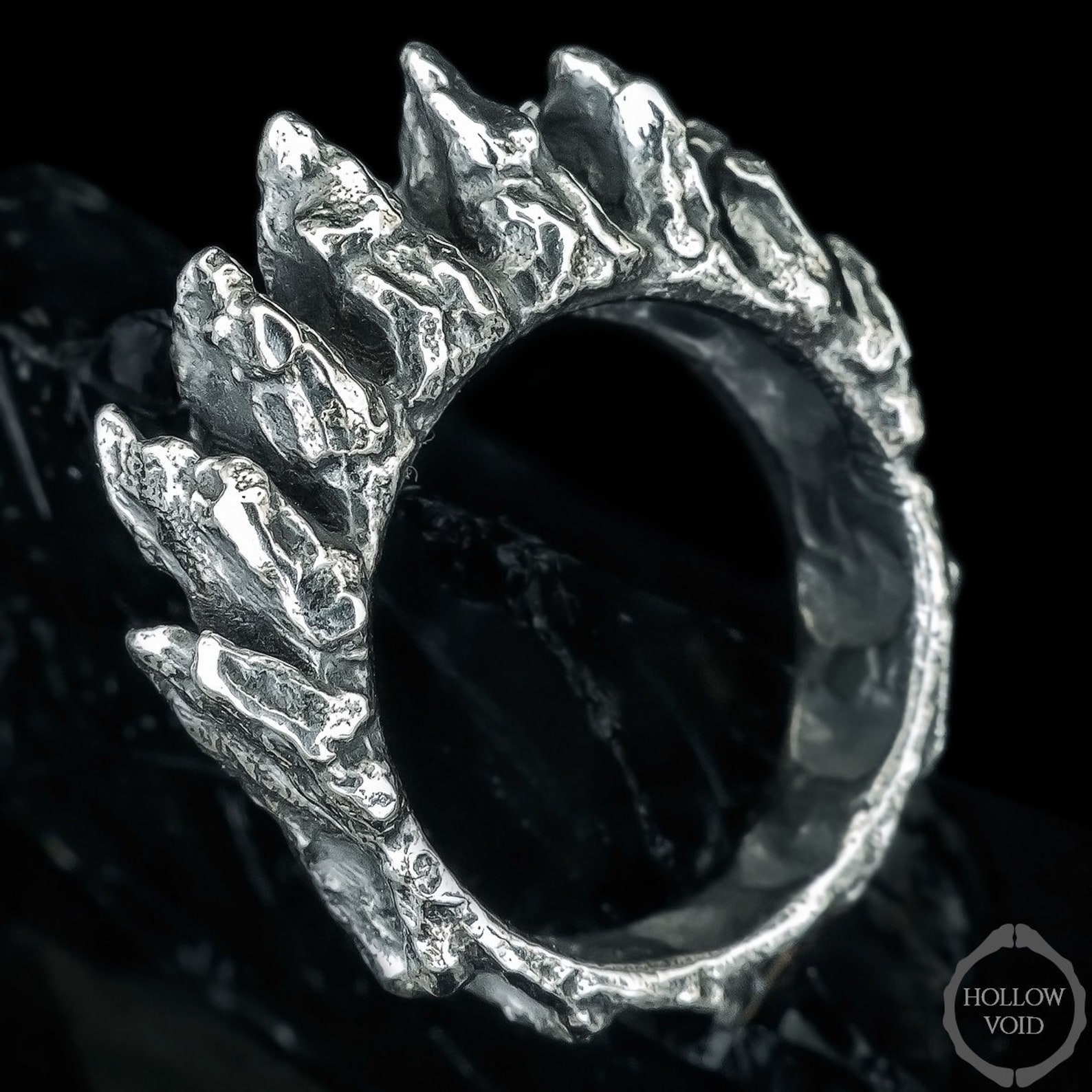Silver Orc Rock Ring, Textured as If Carved From a Mountain Size UK-Q ...
