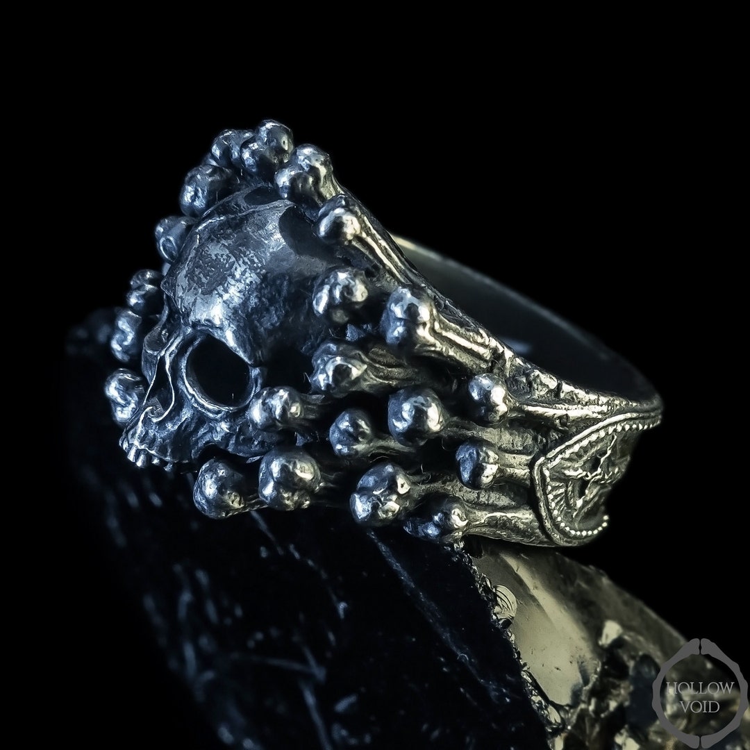 Silver Bones and Skull Ring Dark Fantasy Relic Series - Etsy