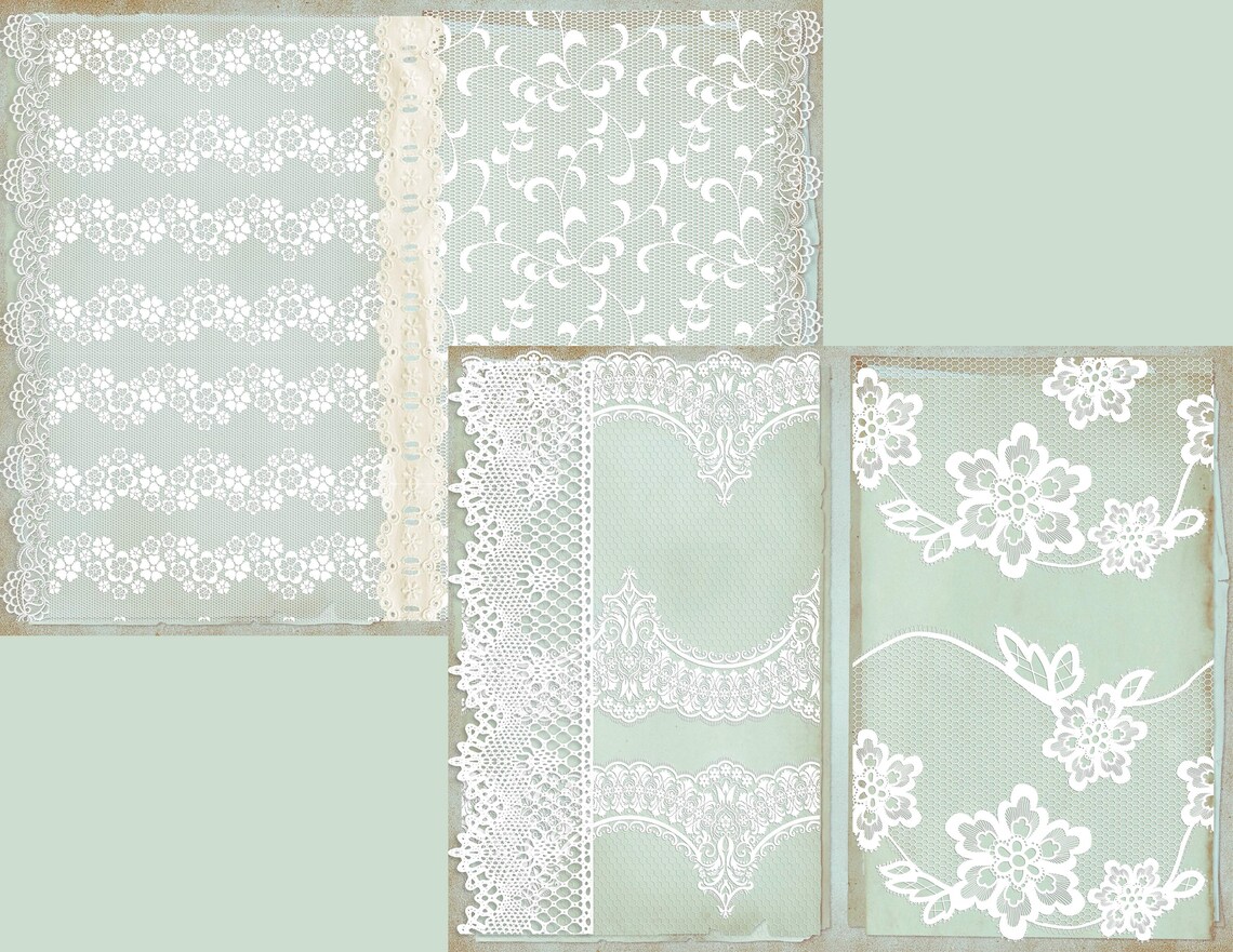 Soft Green Lace Printable Digital Download Junk Journal - Etsy