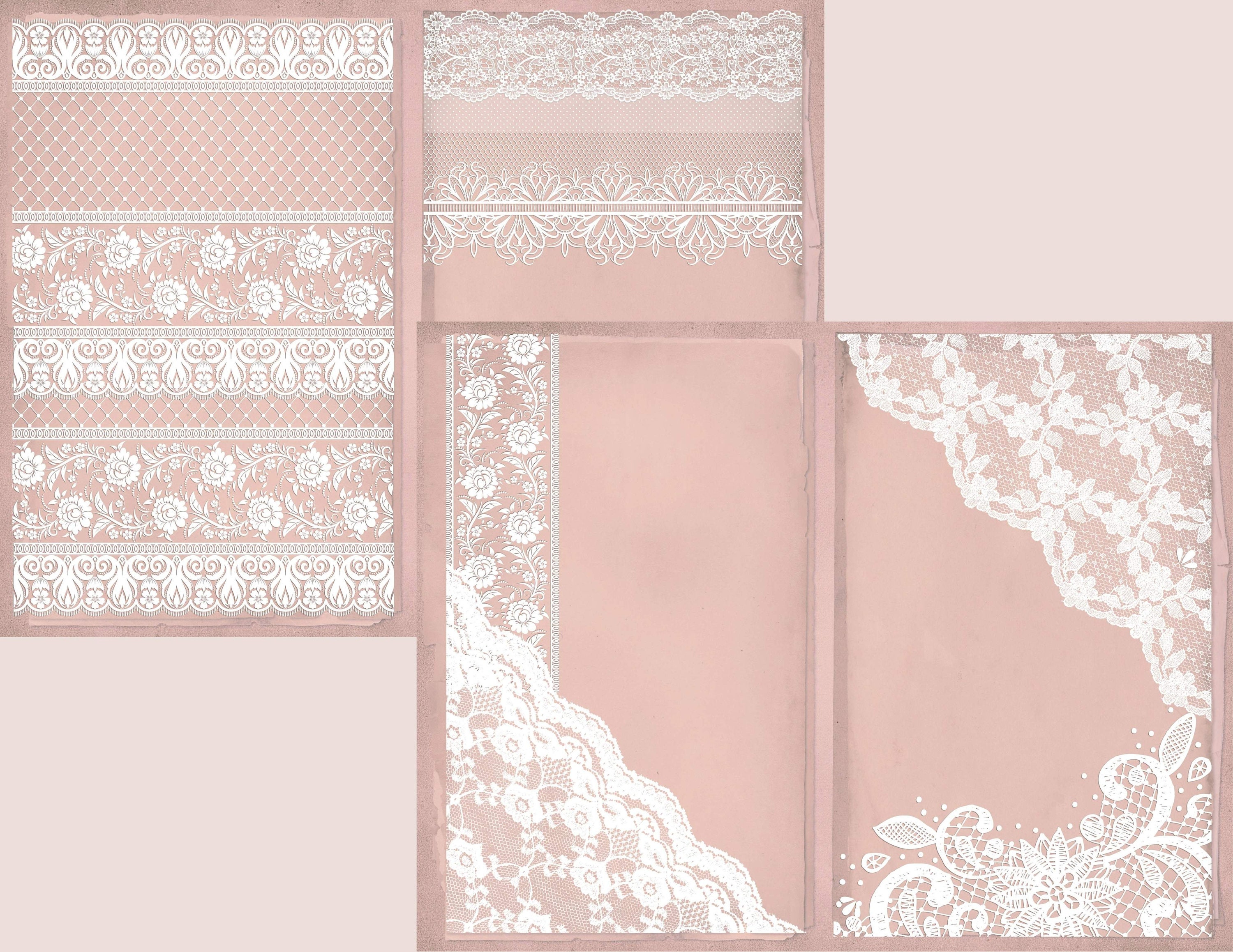 Pink Lace, Printable, Digital, Download, Junk Journal, Collage ...