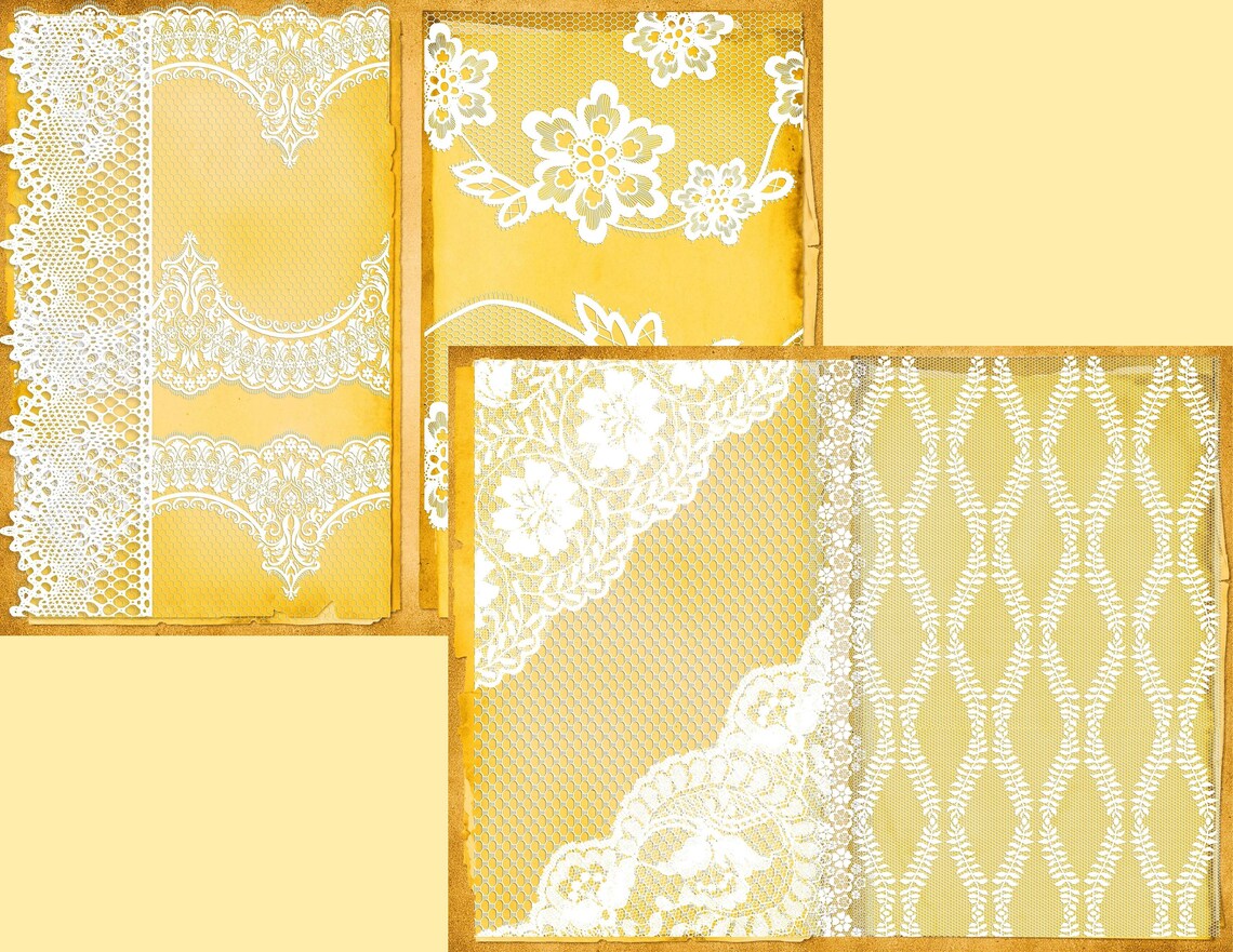 Yellow Lace Printable Digital Download Junk Journal | Etsy