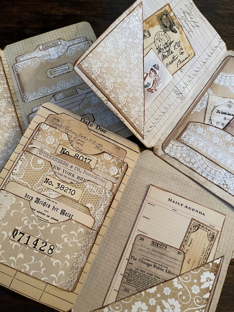 9 Lacepaper File Folders Pockets Tags Kit Digital - Etsy