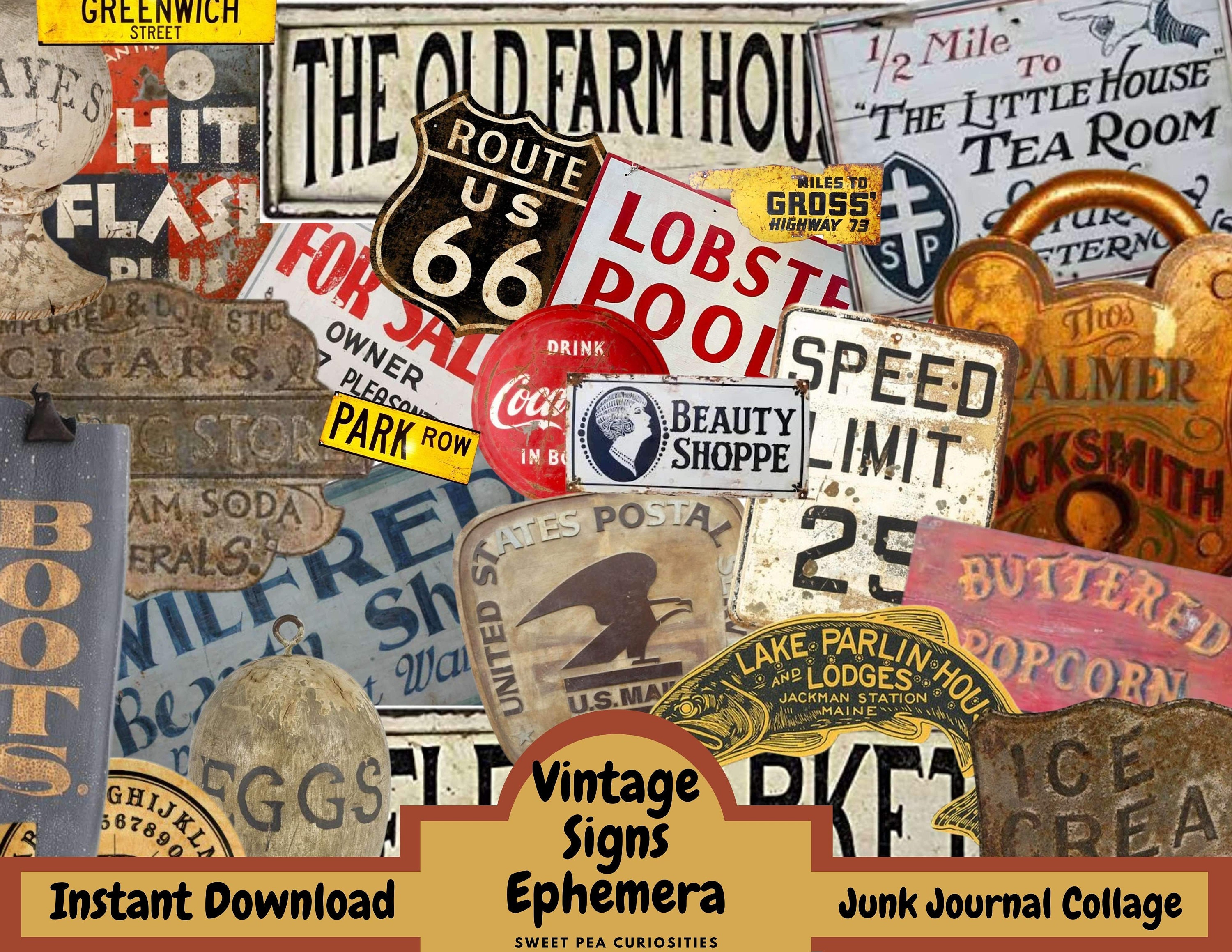 Junk Journal Vintage Signs Junk Journal Kit Scrapbook - Etsy