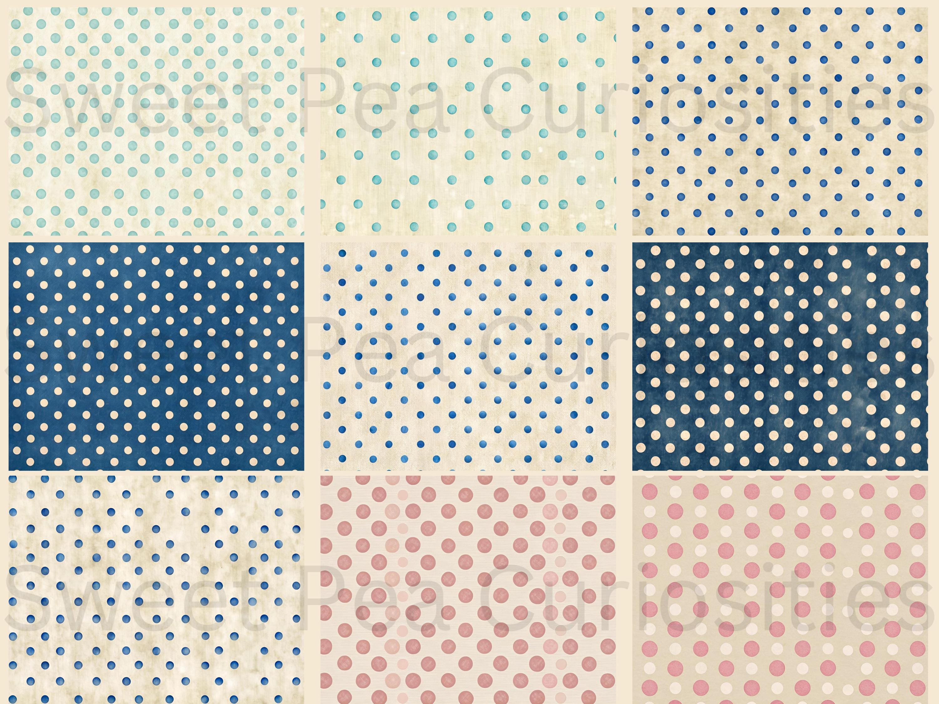 Polka Dots, Papers, Digital, Download, Printable, Junk Journal, Collage ...