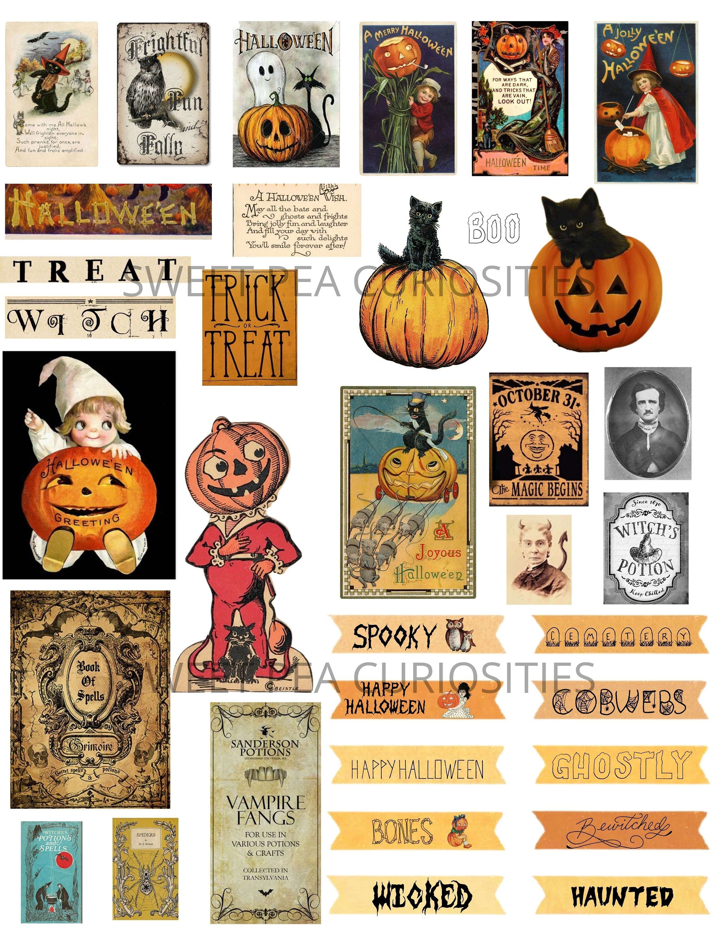 Halloween Pocket Tags Autumn Loaded Envelope Junk Journal | Etsy