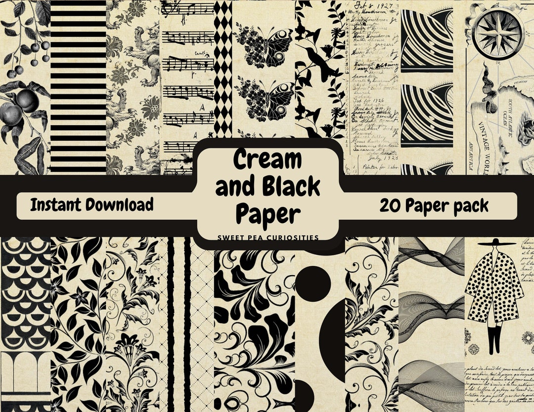 Paper, Digital, Download, Printable, Scrapbook, Junk Journal, Cream ...