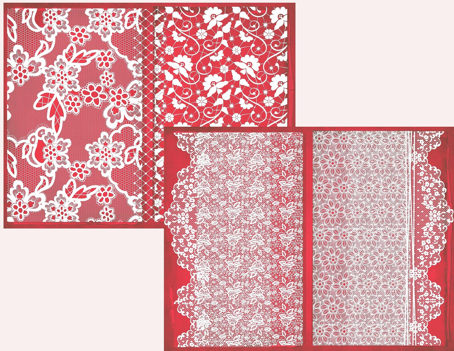 Red Lace Printable Digital Download Junk Journal Collage | Etsy