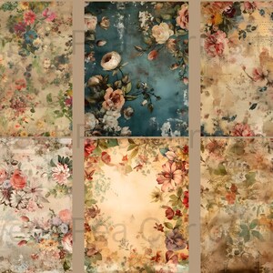 Printable, Download, Digital, Grunge, Flowers, Junk Journal, Supplies ...