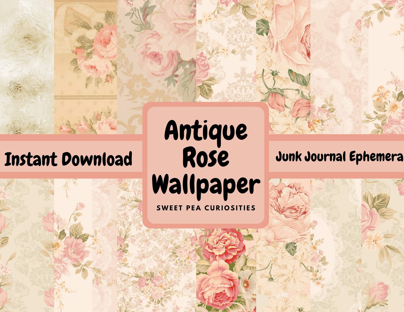 Vintage Wallpaper, Digital, Download, Printable, Junk Journal Supplies ...