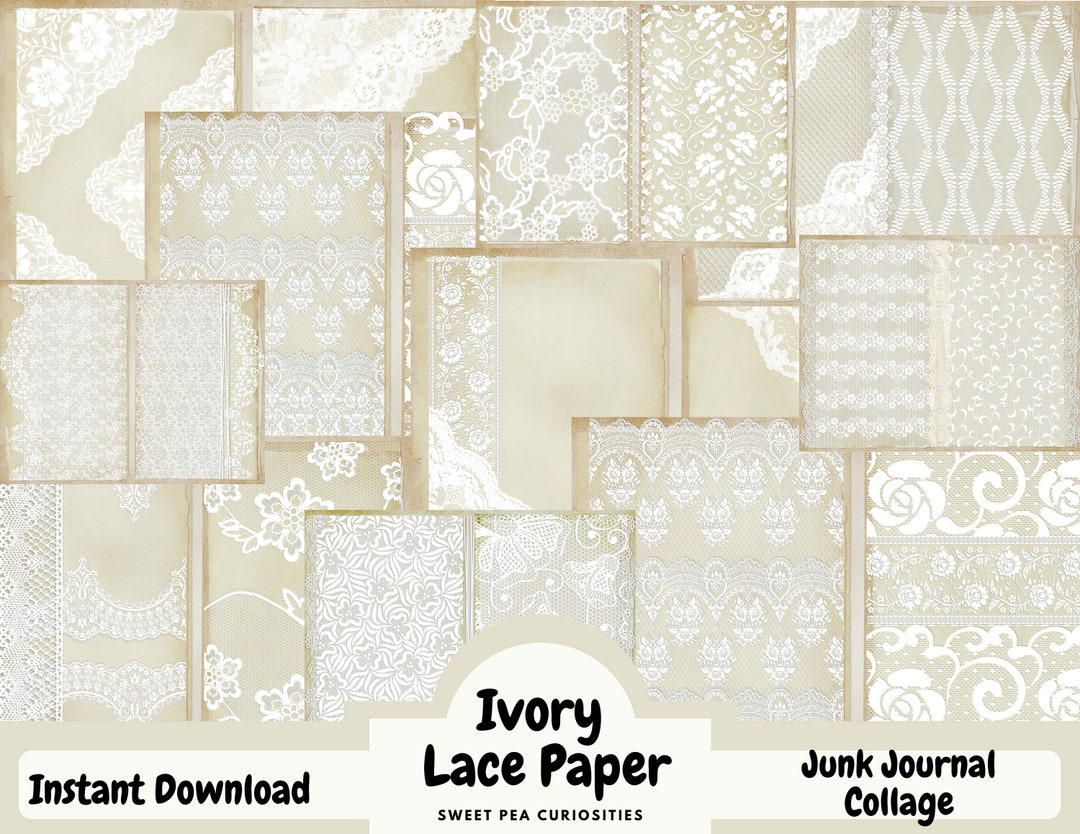 Ivory Lace, Printable, Digital, Download, Junk Journal, Collage ...
