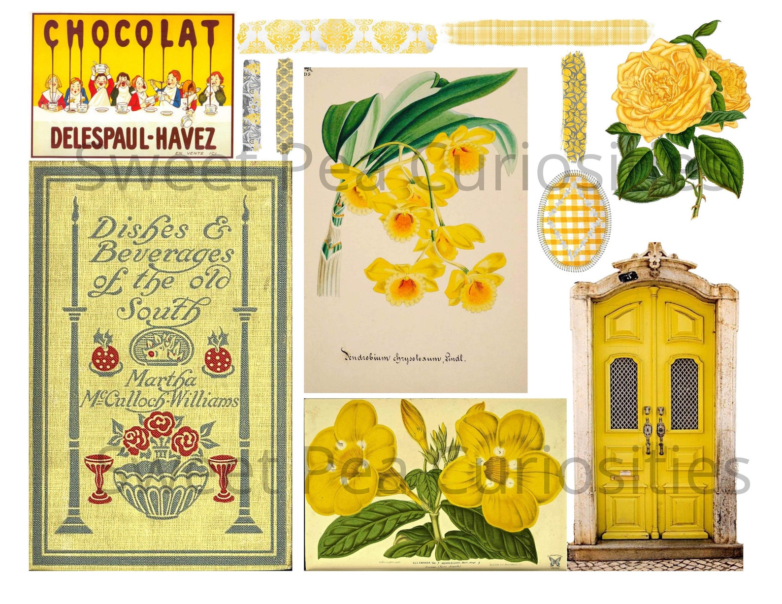 Yellow Ephemera, Collage Paper, Junk Journal, Mixed Media, Ephemera ...