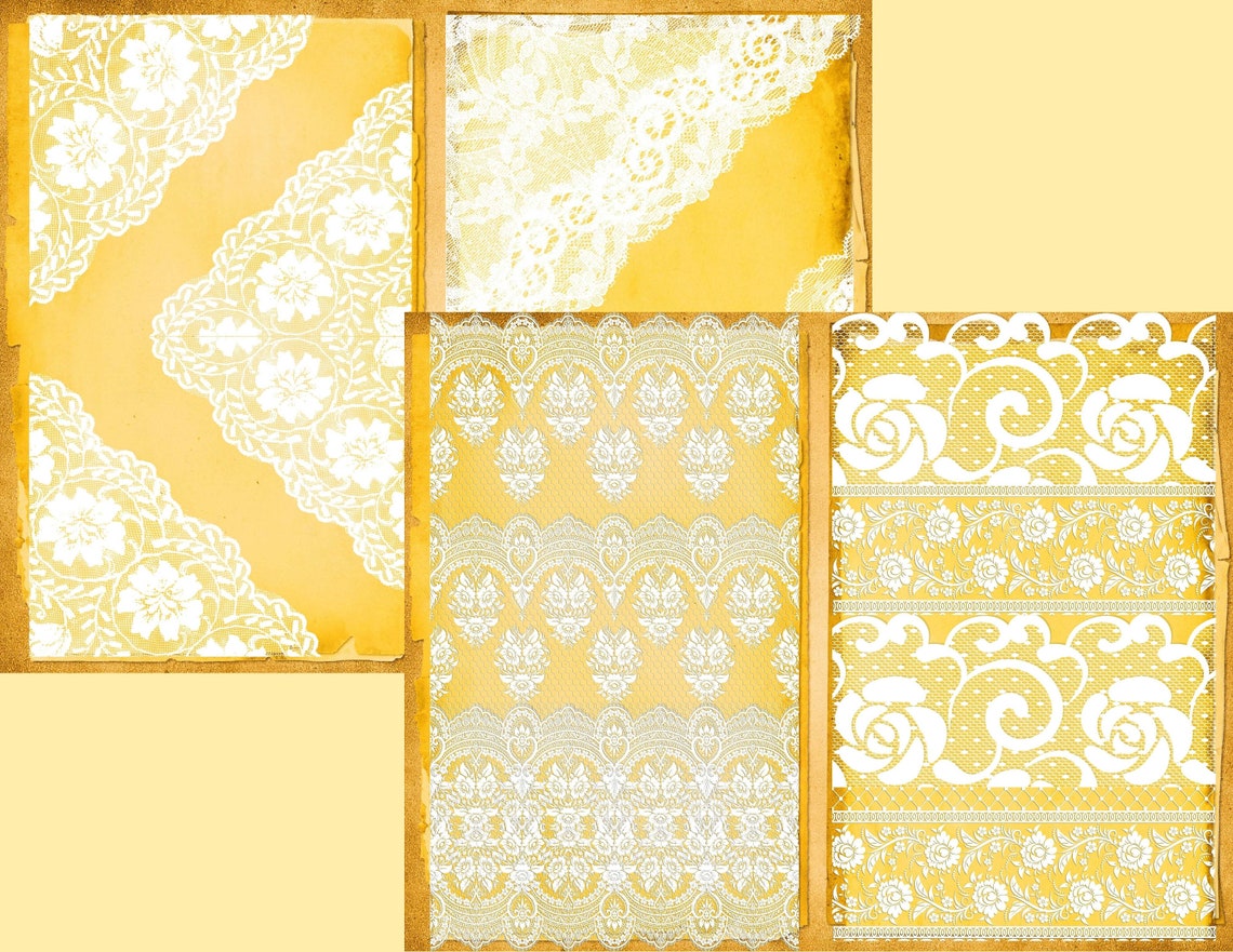 Yellow Lace Printable Digital Download Junk Journal | Etsy