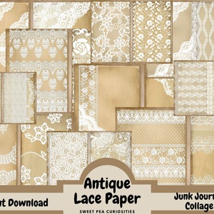 Antique Lace, Printable, Digital, Download, Junk Journal, Collage ...