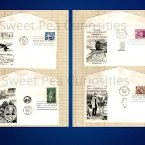 Vintage First Issue Stamp Envelopes From the 1950's, Digital Download ...